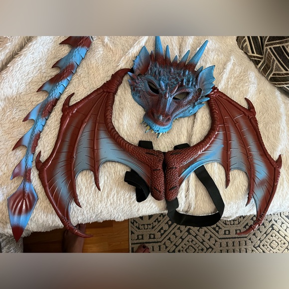 Himine | Costumes | New Childs Blue Dragon Mask Wings And Tail Perfect For Dress Up Or Cosplay ...